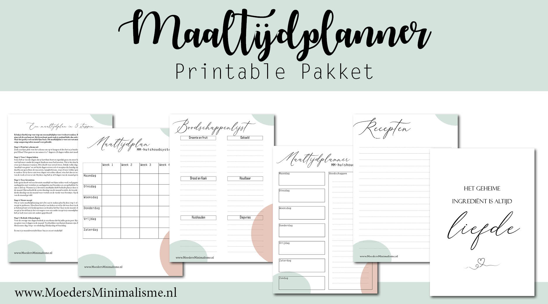 Maaltijdplanner-printable pakket - Moeders Minimalisme